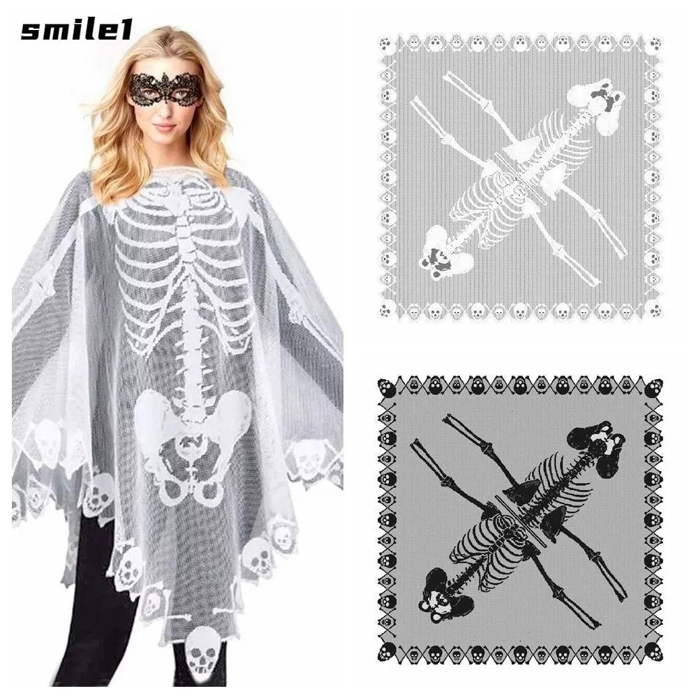 SMILE Skeleton Lace Cape, Cosplay Creative Ghost Skull Bones Cape ...