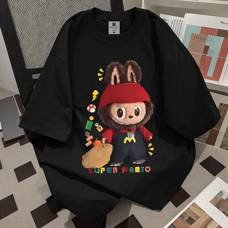 Women Oversize LABUBU Fashionable Couple Tshirt Perempuan Drop Shoulder ...