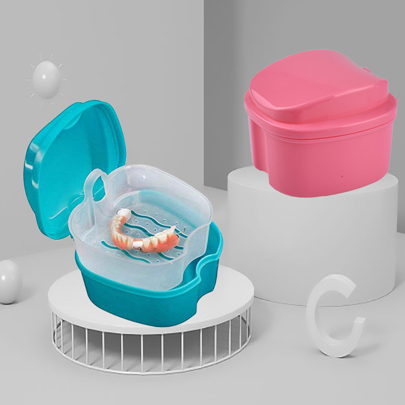 Denture Bath Box Cleaning Teeth Case Dental False Teeth Storage Box ...