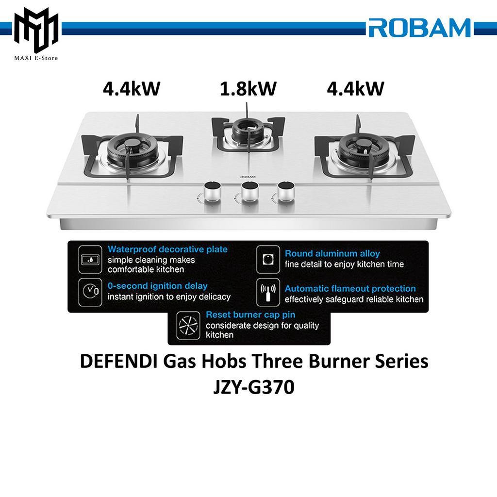 Robam G370 Built In Gas Hob Extreme Heat 3 Burner Stainless Steel (4.4 ...