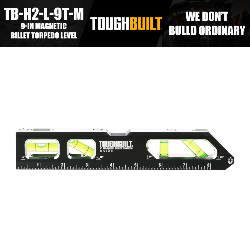 ToughBuilt TB-H2-L-9T-M 9-in Magnetic Billet Torpedo Level Tool ...