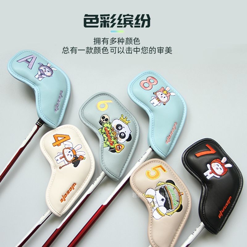 Golf iron cover Cartoon Embroidered Rabbit Panda Golf iron head cover ...