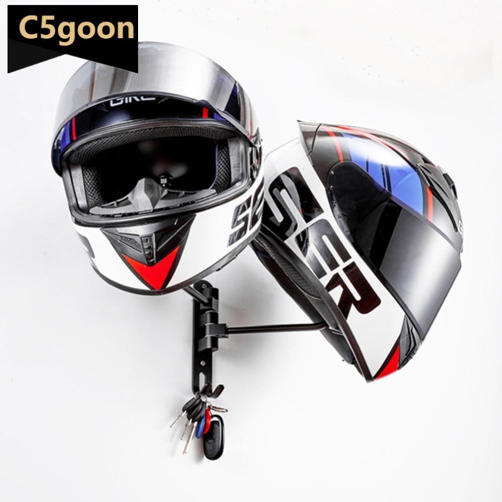 C5GOON Motorcycle Helmet Wall Mount Rack with Double Hook 180 Rotation ...