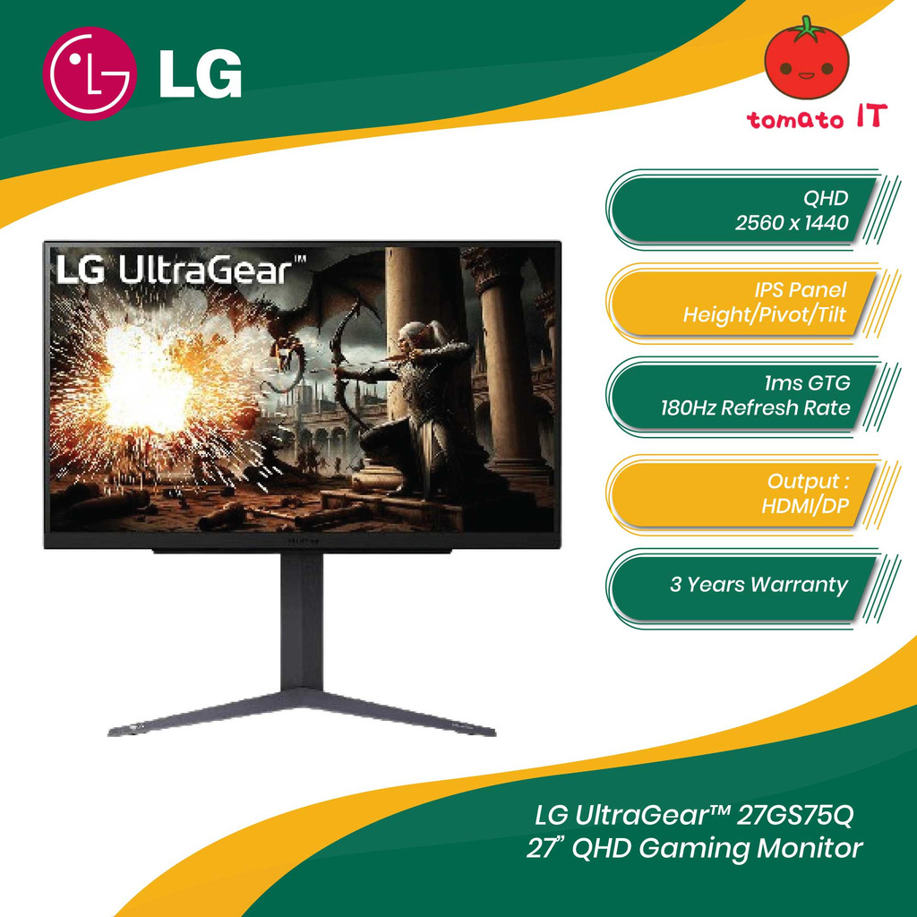 LG 27GS75Q 27'' UltraGear™ QHD 1ms 165Hz Monitor with NVIDIA® G-SYNC ...