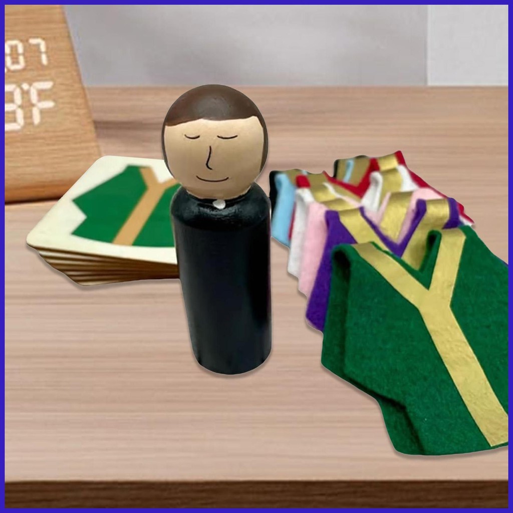 Priest Puppet with Garments and Cards Christian Peg Doll Wood Figure ...