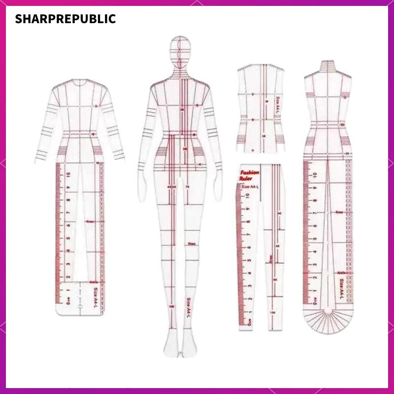 [SharprepublicMY] 4 Models Fashion Drawing Template Rulers Clothing ...