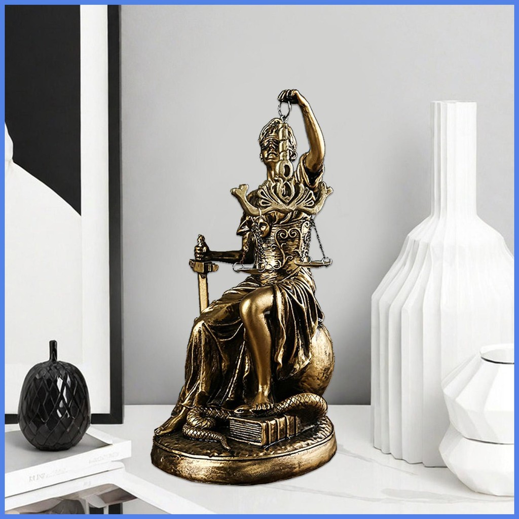 Lady Justice Figurine Sitting Blind Scale of Justice Resin Sculpture ...