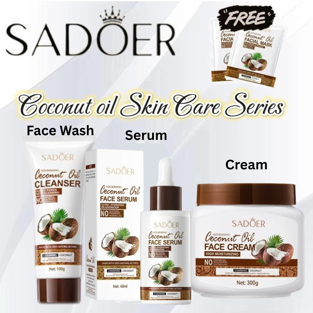 SADOER Coconut Face Cream, Shampoo, Shower Gel, Hair Mask & Face Wash ...