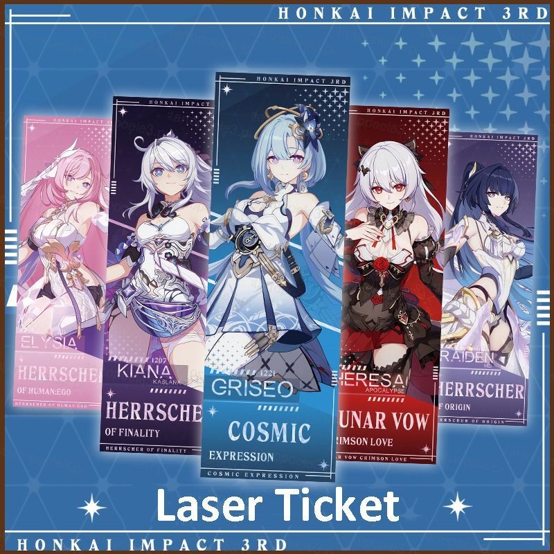 ST3 Honkai Impact 3 Laser Card Bookmark Ticket Anime Postcard Elysia ...