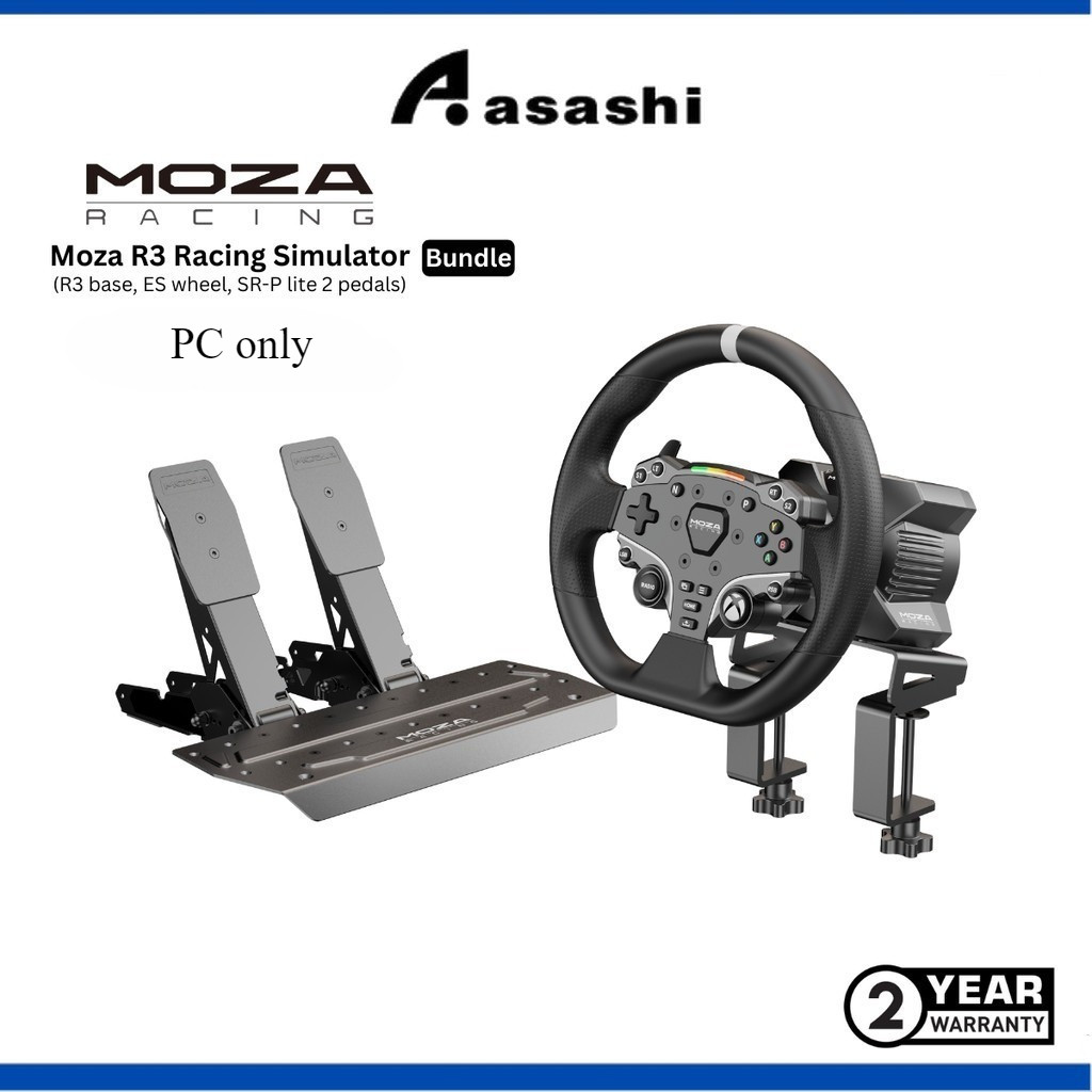 Moza R3 Racing Simulator Bundle (R3 base, ES wheel, SR-P lite 2 pedals ...