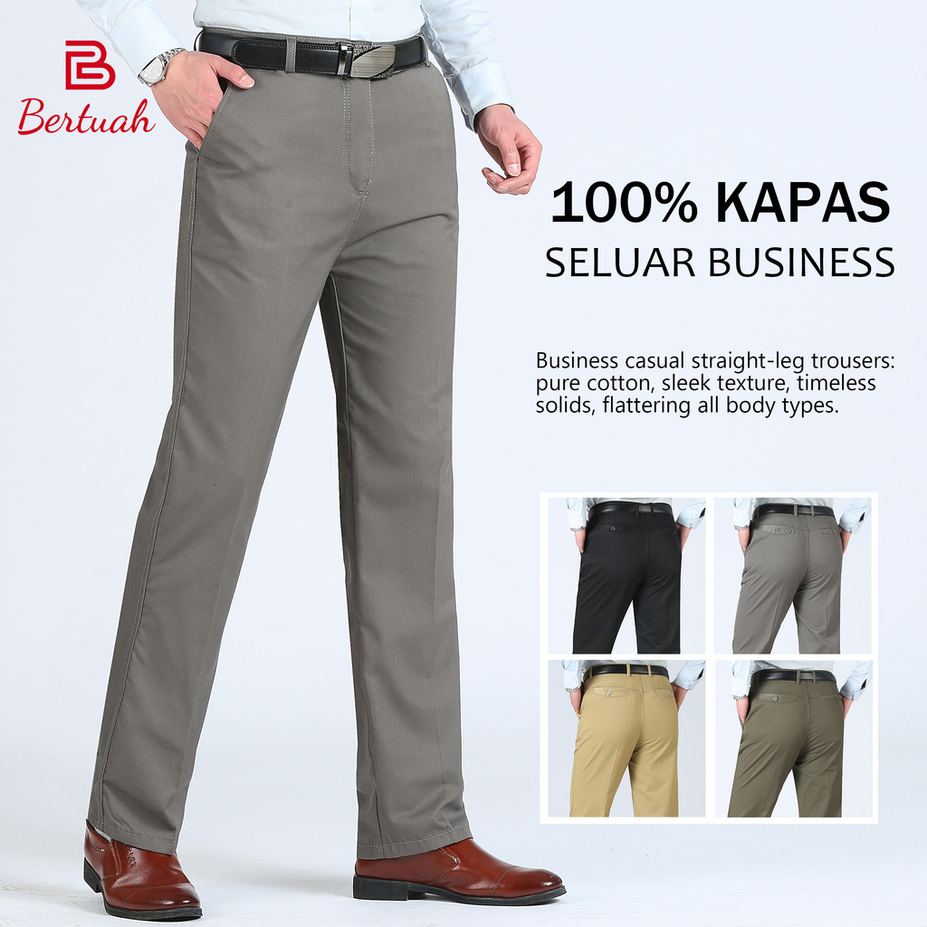 Seluar Slack Lelaki Men Formal Pants 100% Cotton Office Business ...