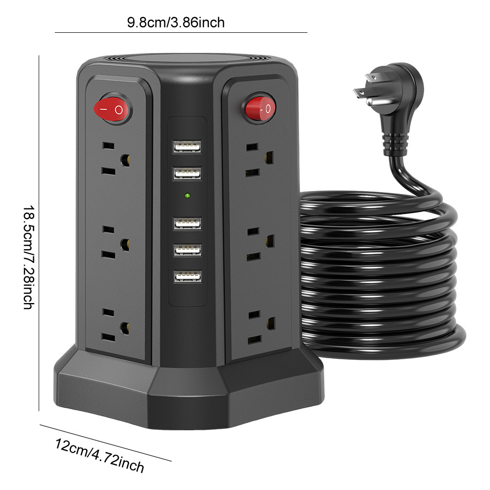 US Multi Plug Socket Power Strip 1.8m Extension Cord with Switch 1250W ...