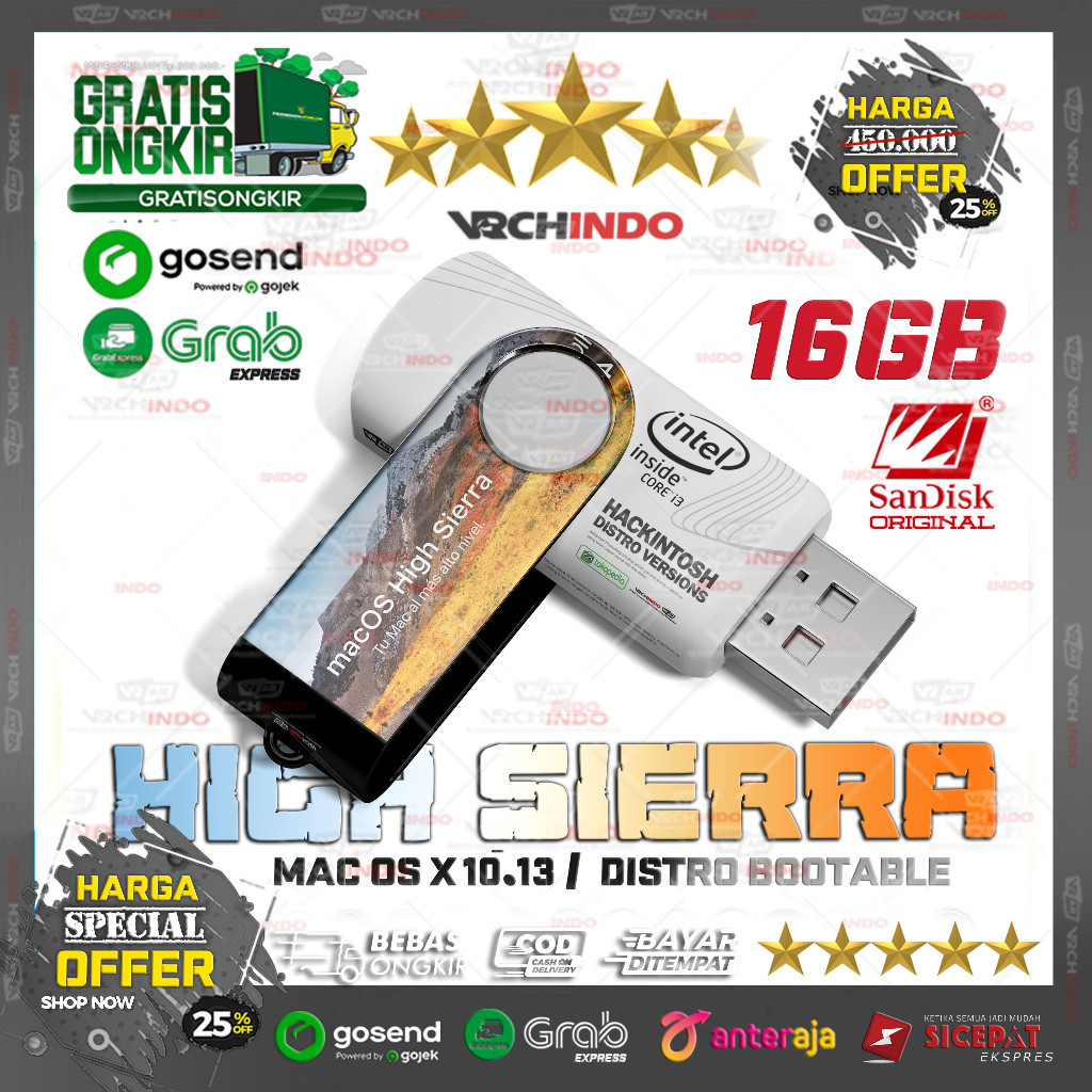 Mac OS X 10.13 - MacOS HIGH SEARRA | Hackintosh for Laptop Desktop Computer PC/ | 16GB Bootable ...