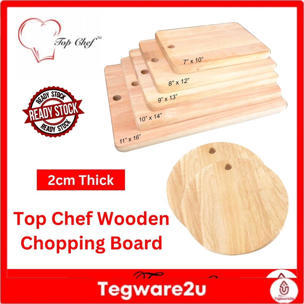 Top Chef Wooden Cutting Board Rectangular & Round / Papan Potong Empat ...