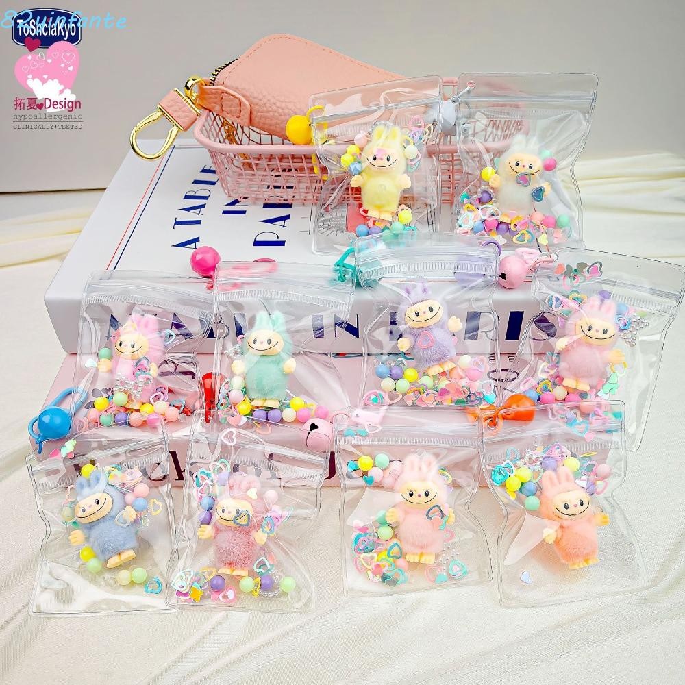 YINFANTE Sit Down Labubu Pendant, Waterproof Beads Flocking Labubu Key ...