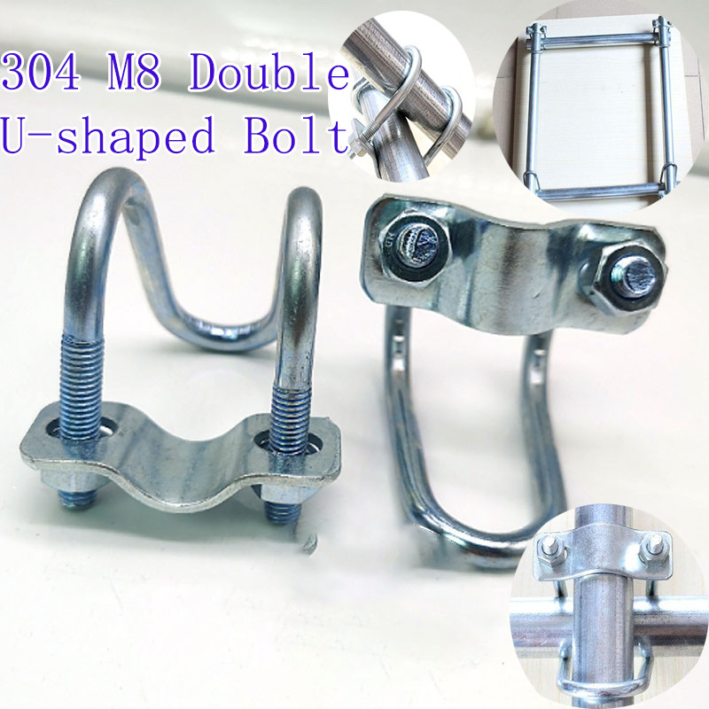 M8 Galvanized U Screw Double Cross Steel Pipe Clamp Tube Clip Bolt ...