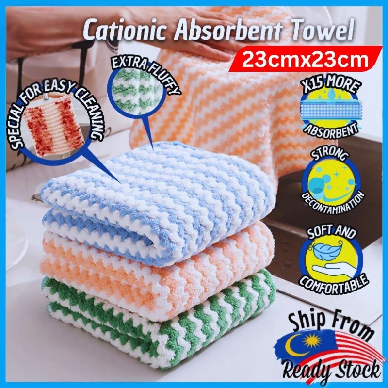 Cationic Quick Drying Microfibre Towel Kain Dapur Absorbent Cloth Non ...