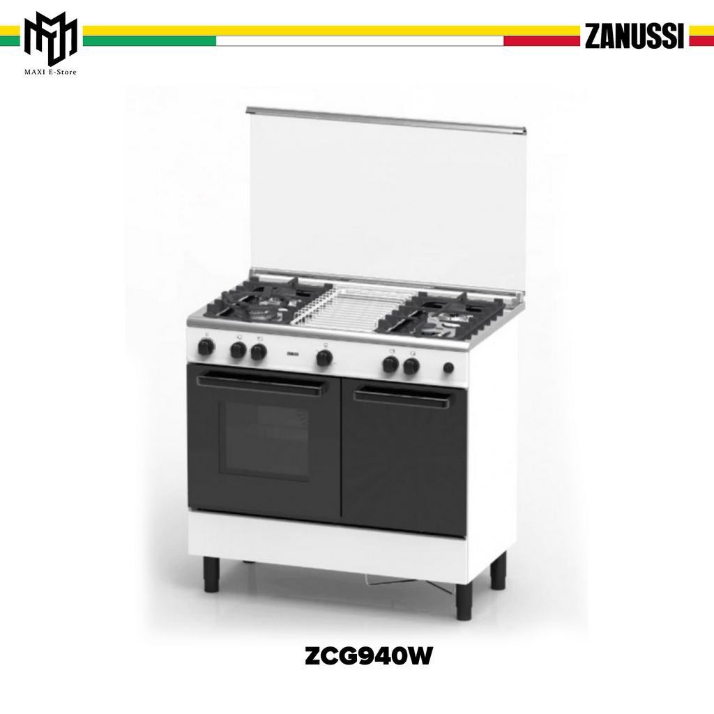 Zanussi ZCG-940W Free Standing Gas Cooker (62L Gas Oven) 4 Gas Burners ...