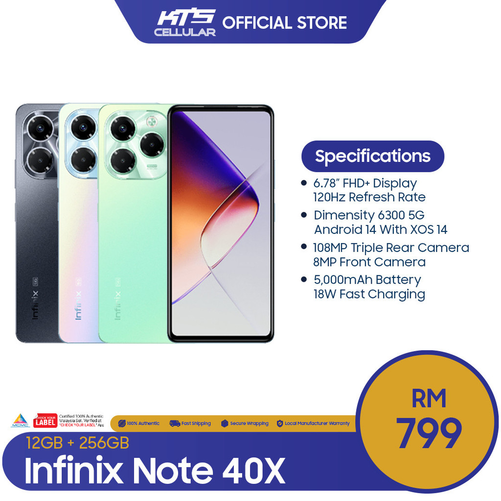 Infinix Note 40X 5G (12GB+256GB) Smartphone - Original 1 Year Warranty ...