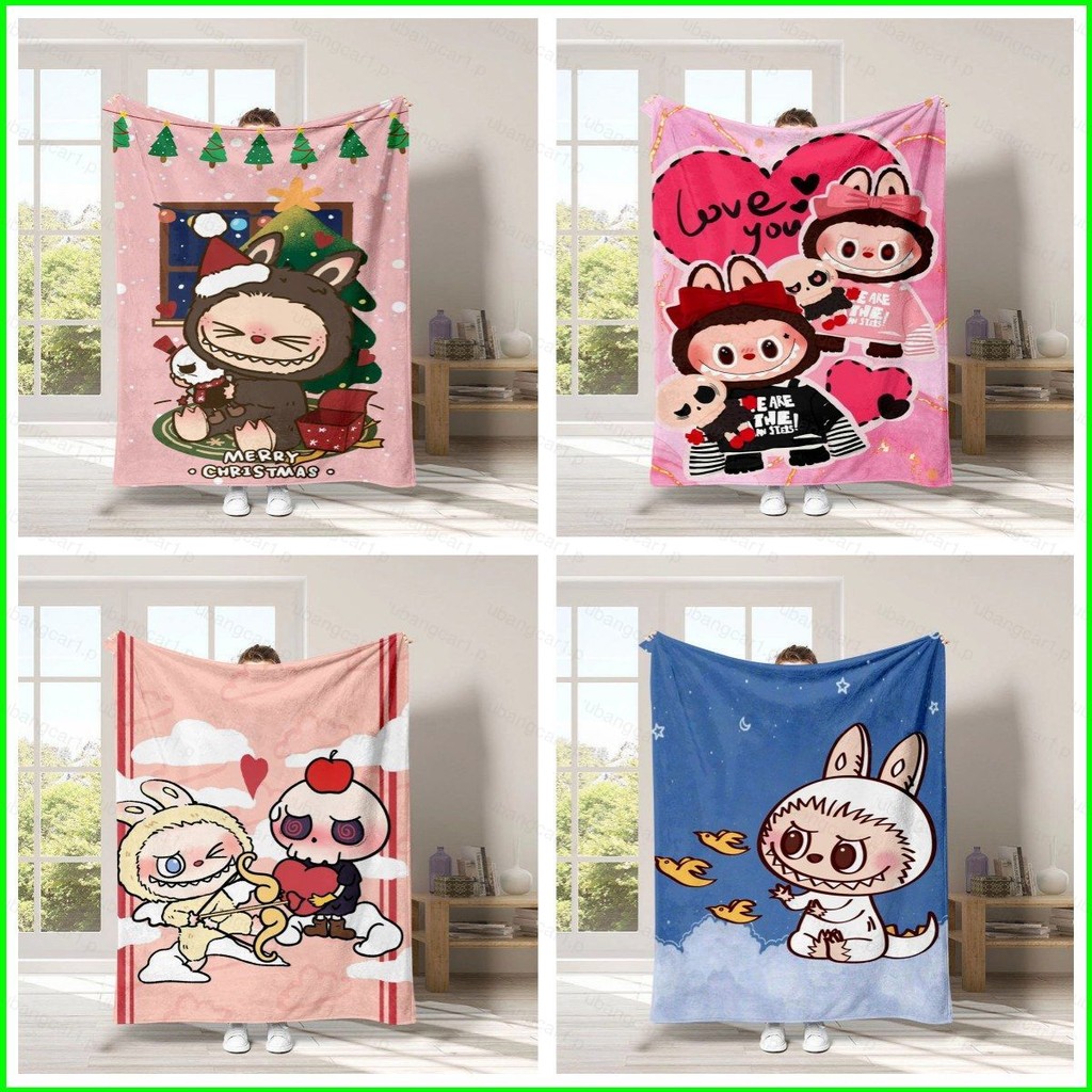 YB1 POP MART LABUBU Cartoon Blanket Home Children Bedroom Office ...