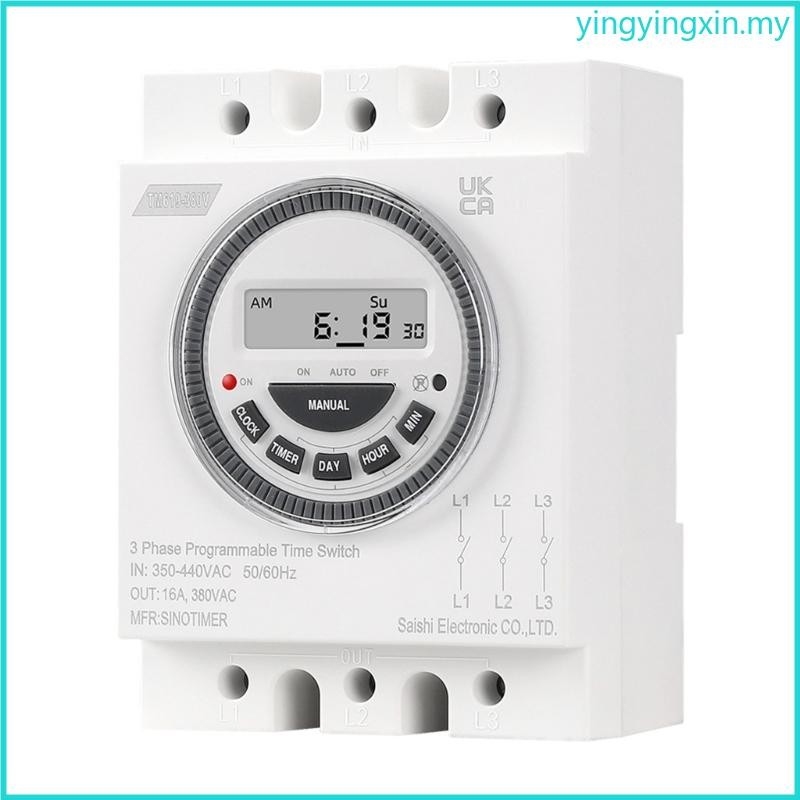 YIN 7 Day Programmable Timer Switches Time Relays 3 Phases Time ...