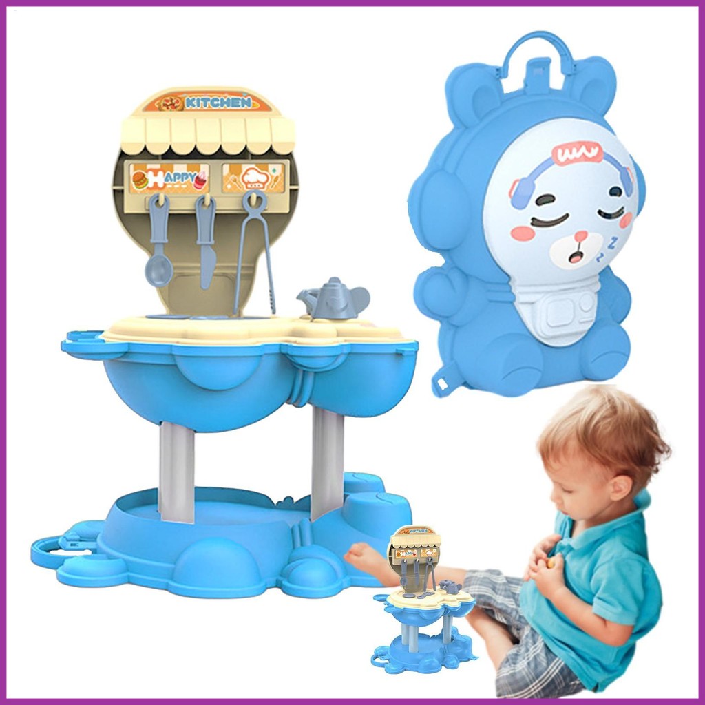 Toddler Toy Kitchen Toy Kitchen Set For Kids Portable Interactive Toy ...