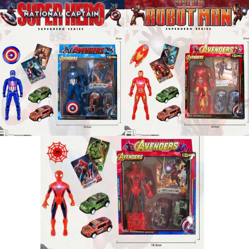 Kids Car Avenger Superman Spider man Cars Toy With Hero card Children‘s ...