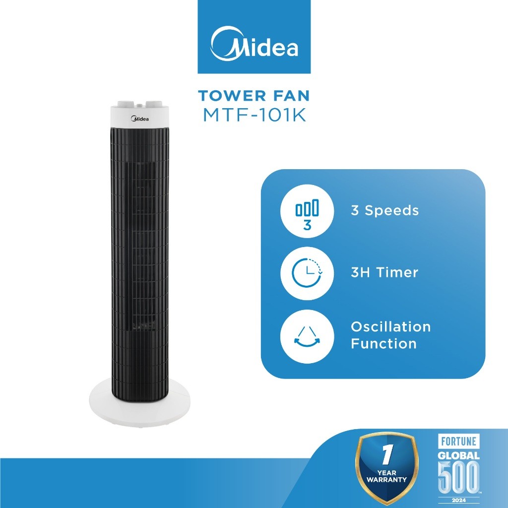 Midea 3 Speed Level Tower Fan MTF-101K | Shopee Malaysia