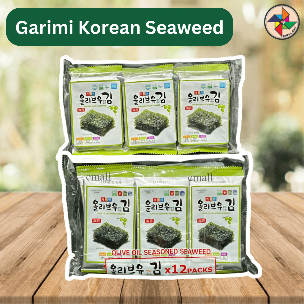 [CM] GARIMI KOREAN PREMIUM OLIVE OIL SEAWEED LUNCH BOX NORI RUMPAI LAUT HALAL 3s/12s | Shopee ...