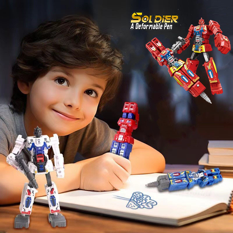 Creative 2 in 1 Transformation Toy Pen Movable Robot Model Boy Optimus ...