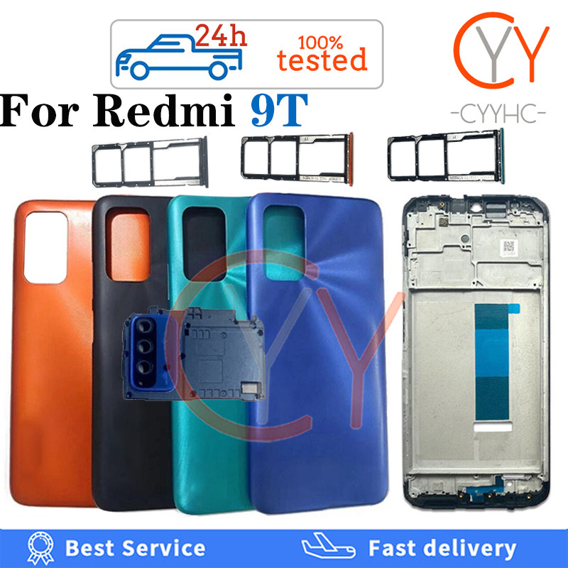 For Redmi 9T back cover Battery Housingr Volume Button on off power button battery cover Door ...