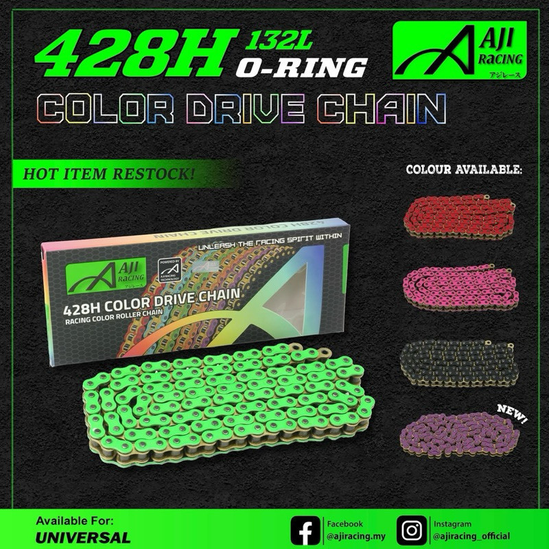 AJI RACING COLOUR HEARYDUTY SPROCKET CHAIN 415H / 428HPO / 428H-132L ...