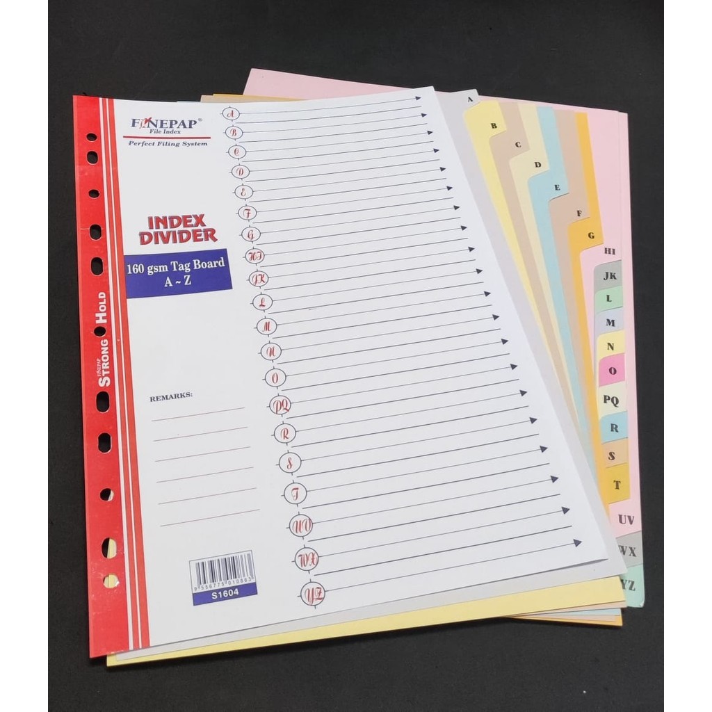Finepap File Index Divider - Alphabet A-Z(160gsm) (1 Set/Pack) - S1604 ...