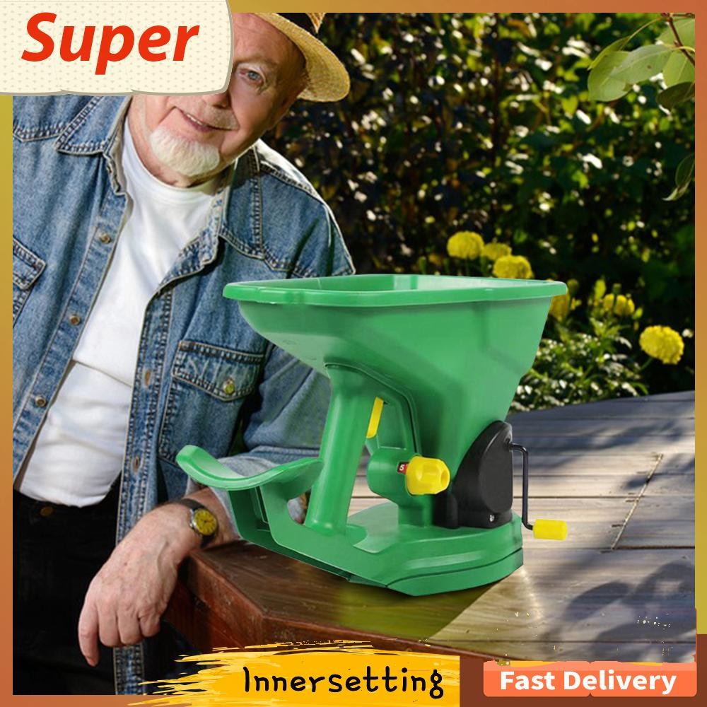 [innersetting.my] Handheld Seed Spreader Hand Powered Spreader Adjustable Hand Cranked ...