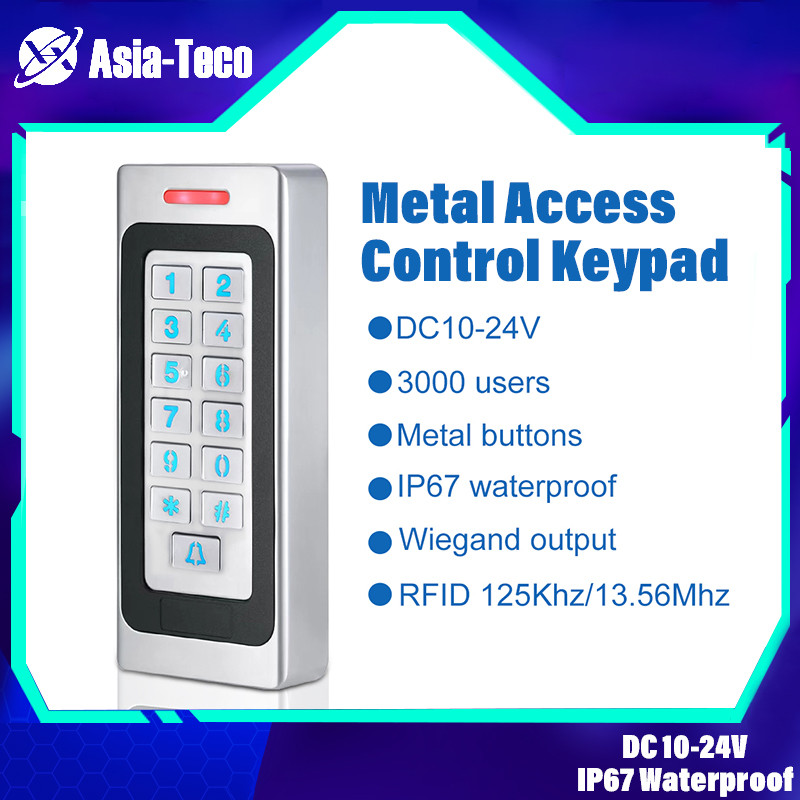 DC10-24V Access Control Keypad RFID Digicode Reader Metal Case Keyboard IP67 Wiegand 26-44 ...