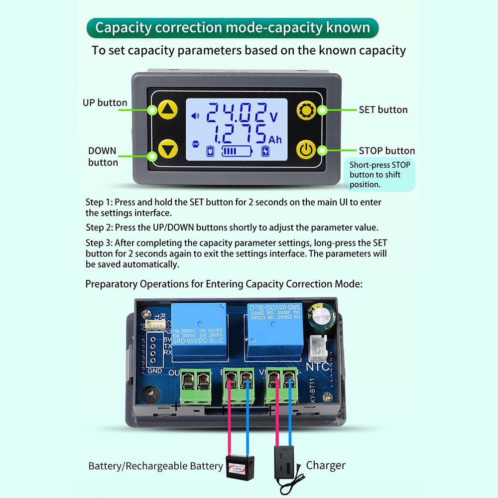 DIYMORE DC 10-110V 10A Couron Meter Automatic Battery Charge Discharge ...