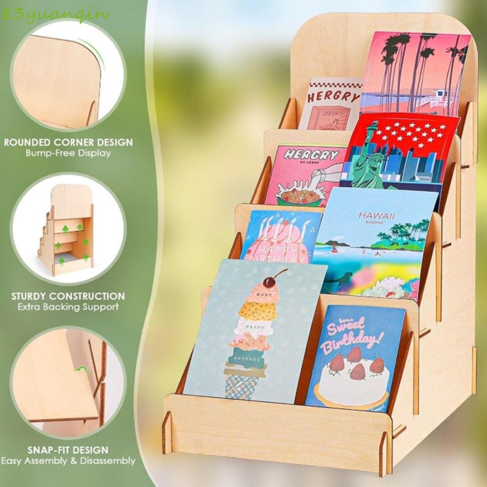 YUANQIN Business Card Storage Rack, Detachable DIY Wooden Greeting Card ...