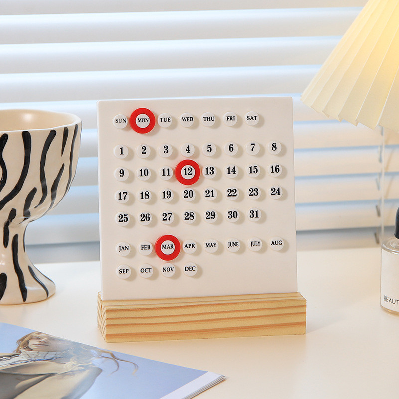 Creative Wood Perpetual Calendar Cute Desk Calendar Adjustable Week ...