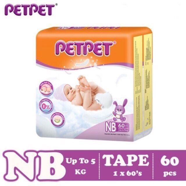 PetPet Newborn 60pcs Diaper Baby Baru Lahir Disposable Diaper PetPet ...