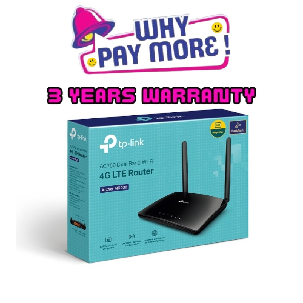 TP-LINK Archer MR200 AC750 Wireless Dual Band 4G LTE Router | Shopee ...