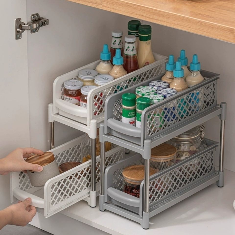 Layered Rack Kitchen Countertop Pull-out Rack Multi-Layer Storage Rack ...