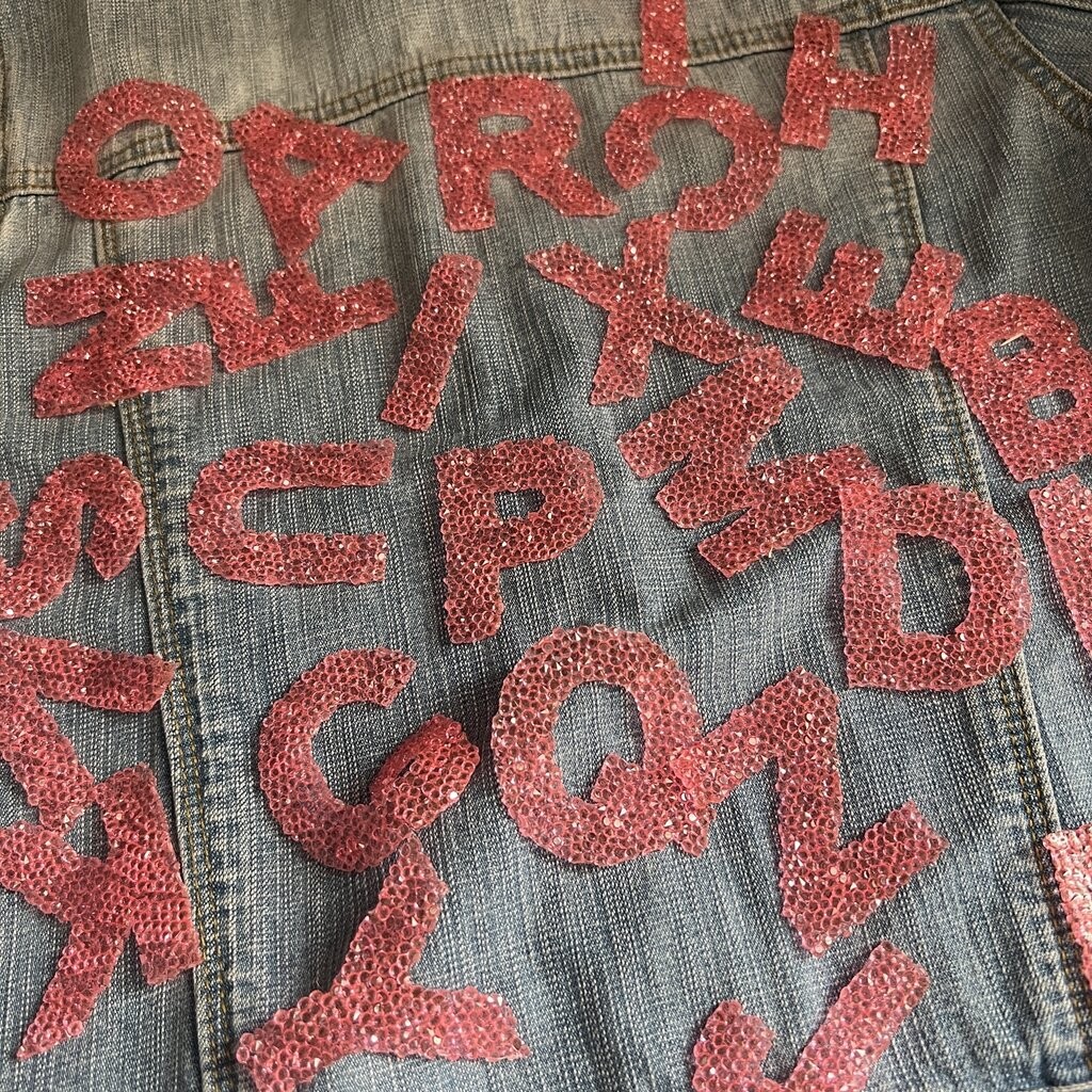 Sparkling Diamond Letters Crystal Iron Attached To A Bag Hat Jacket ...