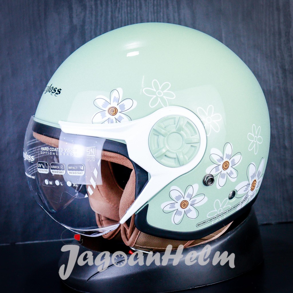Cargloss YRH HIJAB HELMET | Flower S. GREEN | Yr RETRO CARGLOS | Shopee ...
