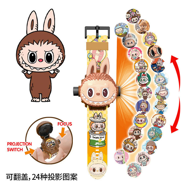 Cartoon Labubu Capybara Stitch 3D Projection Watch 24 Pattern Sanrio ...