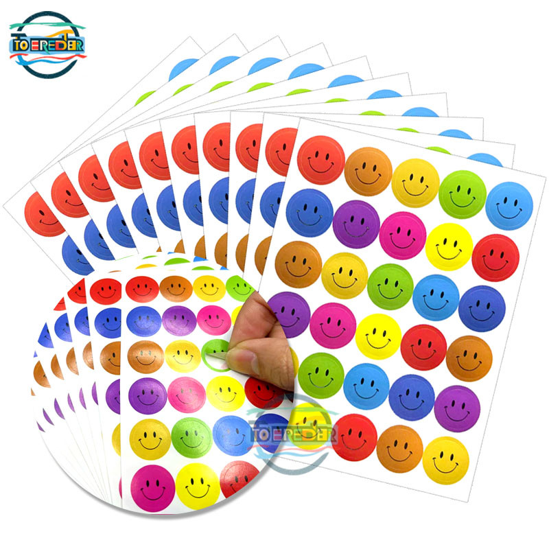 300pcs colored smile stickers Smile Emoji Reward Award School Teacher ...