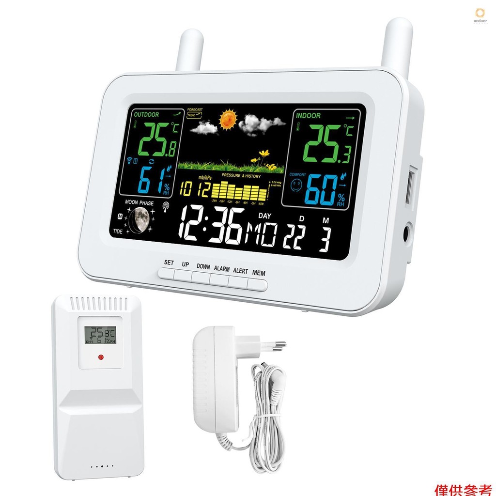 Color Screen Smart Weather Station, USB Output Indoor and Outdoor ...