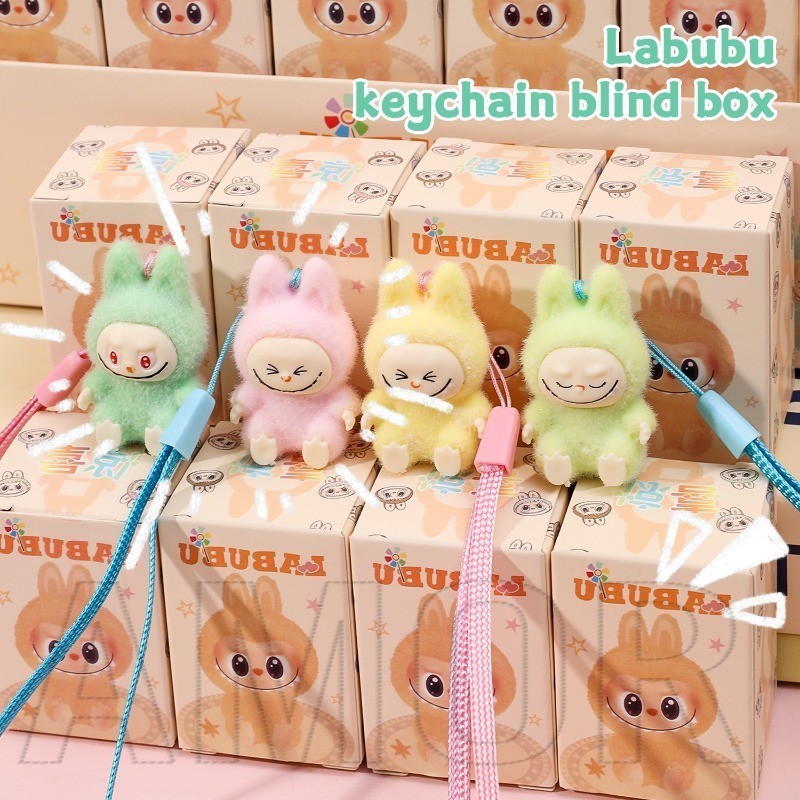 Labubu Flocking Keychain Blind Box - Backpack, Car Hanging Ornaments ...
