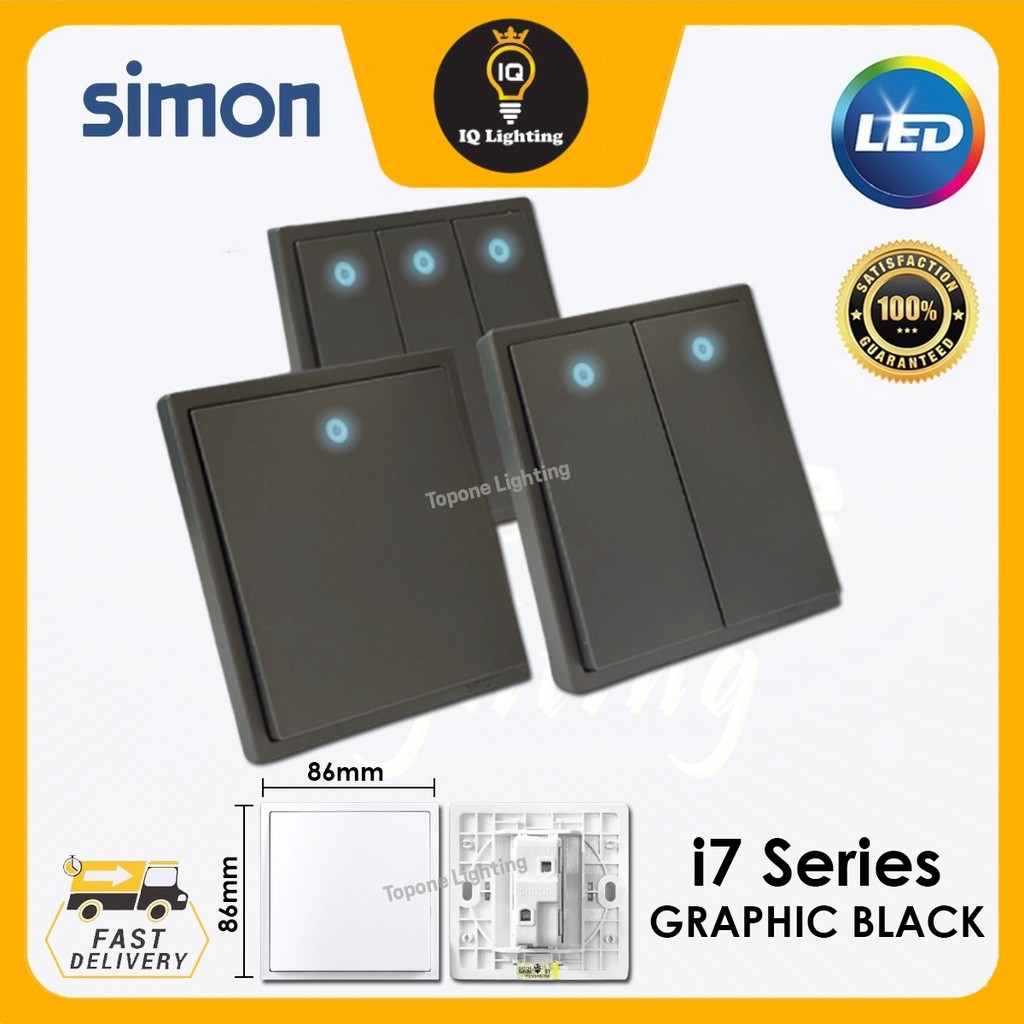 Simon i7 Series LED Switch / Switches & Socket Outlet (GRAPHIC BLACK ...