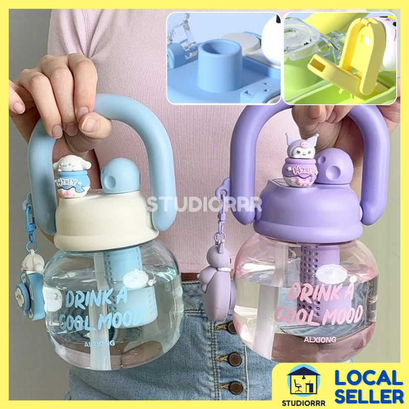 FREE PENDANT!! 850ML Sanrio Kuromi Straw Bottles Cute Melody BPA FREE ...