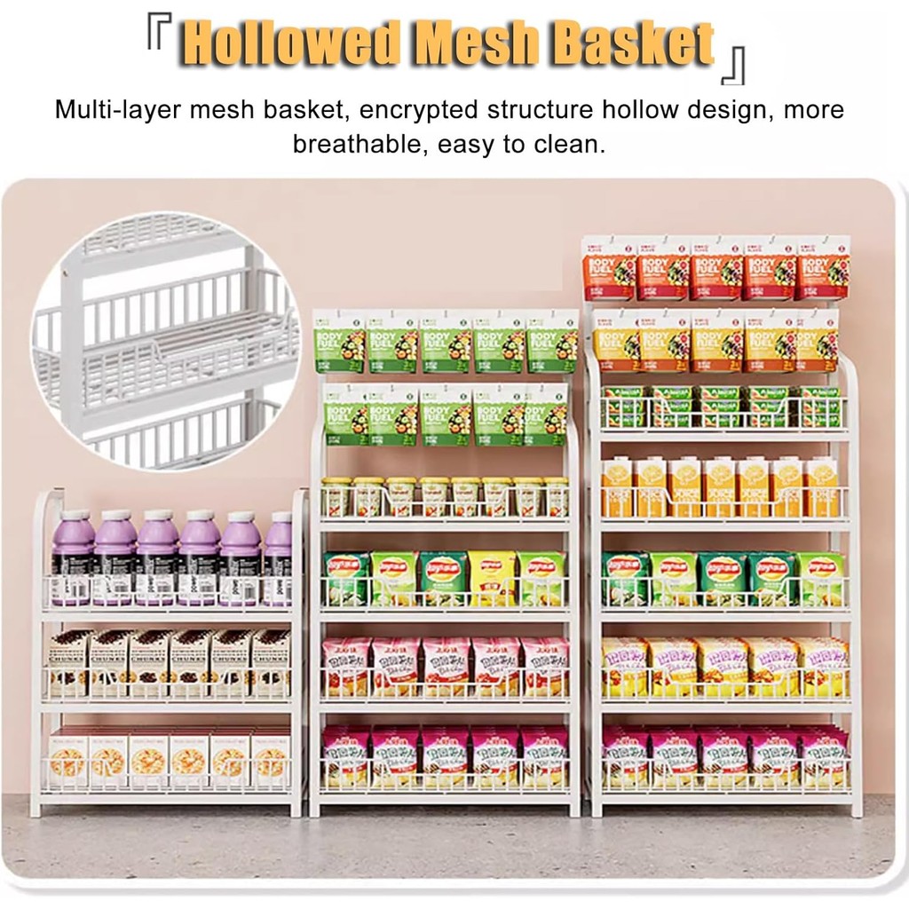 5 Layer Display Rack with Wheels & Hooks Heavy Duty Carbon Steel ...